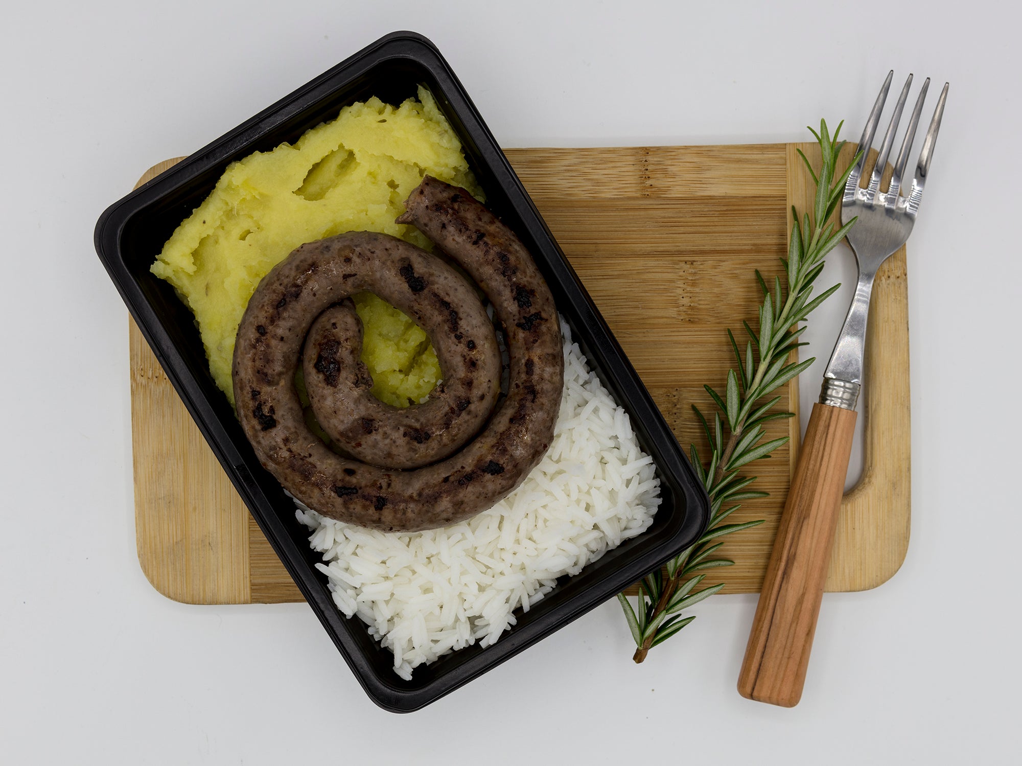 Lean Ostrich Wors, rice and sweet potato mash | Plated Convenience